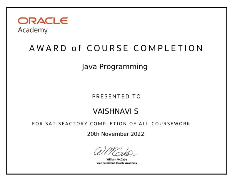 #oracle #java #programming | Vaishnavi Sakthivel #oracle #java #programming | Vaishnavi Sakthivel