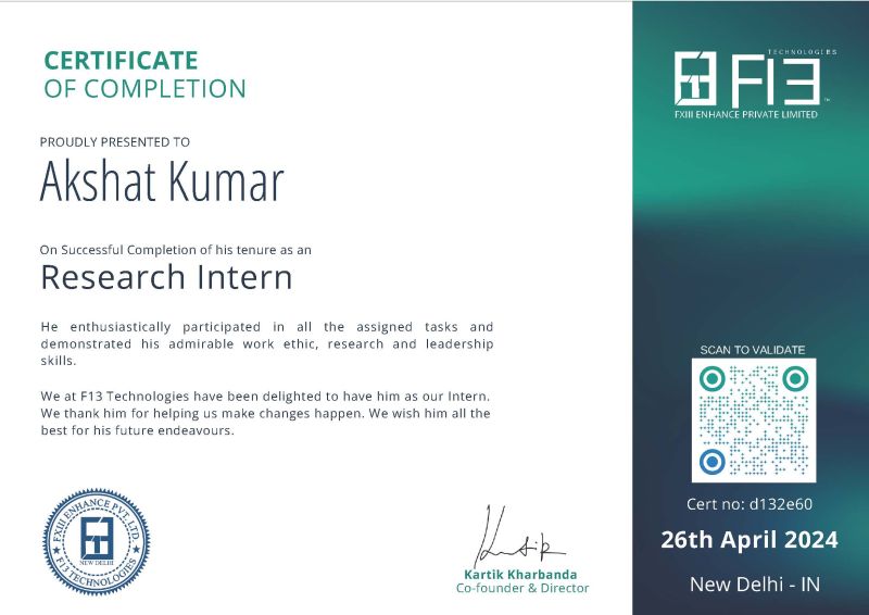 #internship | Akshat Kumar #internship | Akshat Kumar