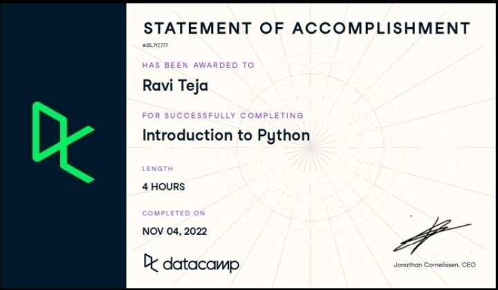 Ravi Teja Ganta on LinkedIn: #datacamp #pythonprogramming # ... Ravi Teja Ganta on LinkedIn: #datacamp #pythonprogramming # ...
