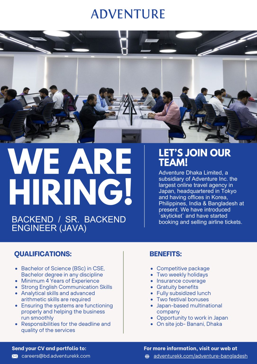 Hiring Backend / Sr. Backend Engineer (Java) Send your CV:… | Adventure ... Hiring Backend / Sr. Backend Engineer (Java) Send your CV:… | Adventure ...