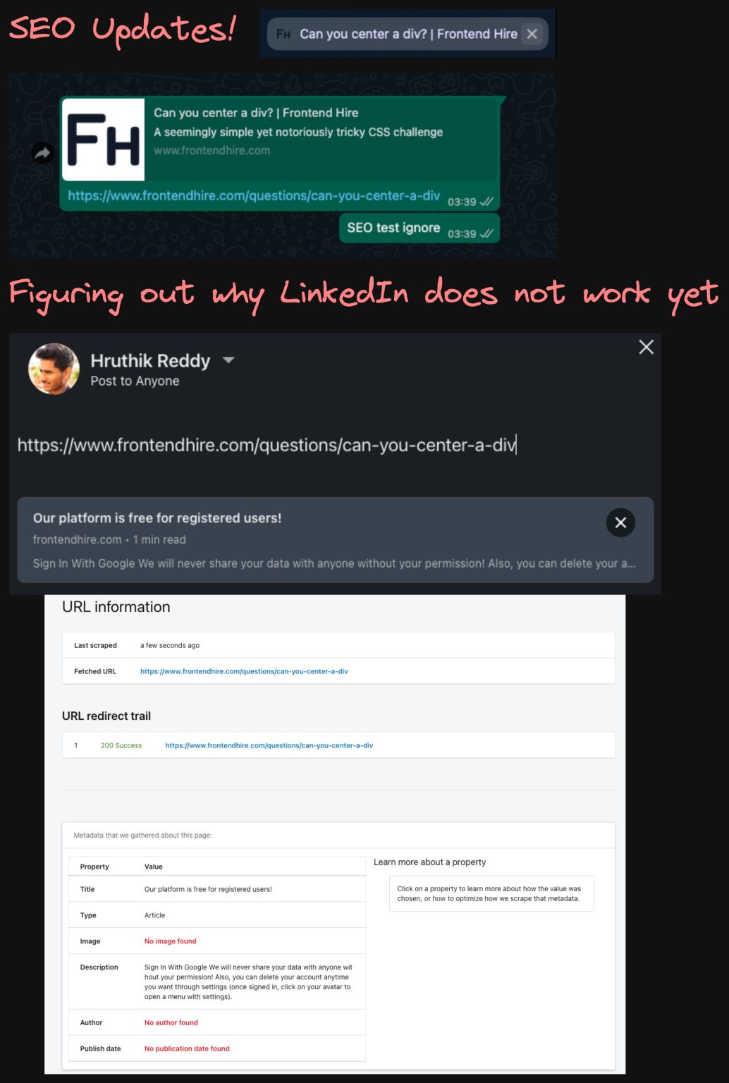 Hruthik Reddy on LinkedIn: #seo #frontendhire #webdev #previews Hruthik Reddy on LinkedIn: #seo #frontendhire #webdev #previews