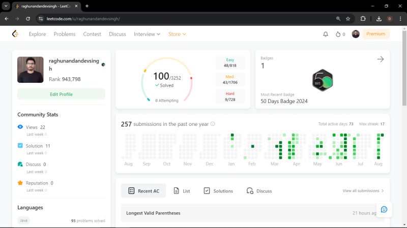 Dev Singh Raghunandan on LinkedIn: #leetcode #coding #milestone Dev Singh Raghunandan on LinkedIn: #leetcode #coding #milestone