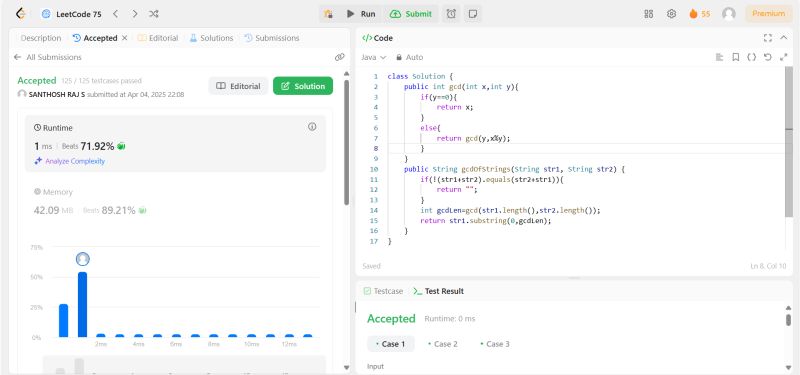 #leetcode #codingjourney #stringmanipulation #gcd | Santhosh Raj S #leetcode #codingjourney #stringmanipulation #gcd | Santhosh Raj S