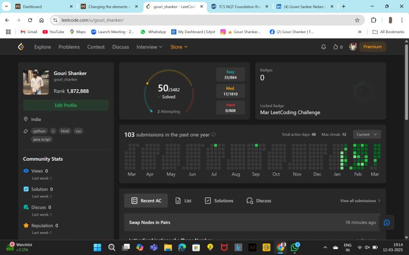 Milestone Unlocked: 50 LeetCode Problems Solved! 🚀 Excited to share ... Milestone Unlocked: 50 LeetCode Problems Solved! 🚀 Excited to share ...