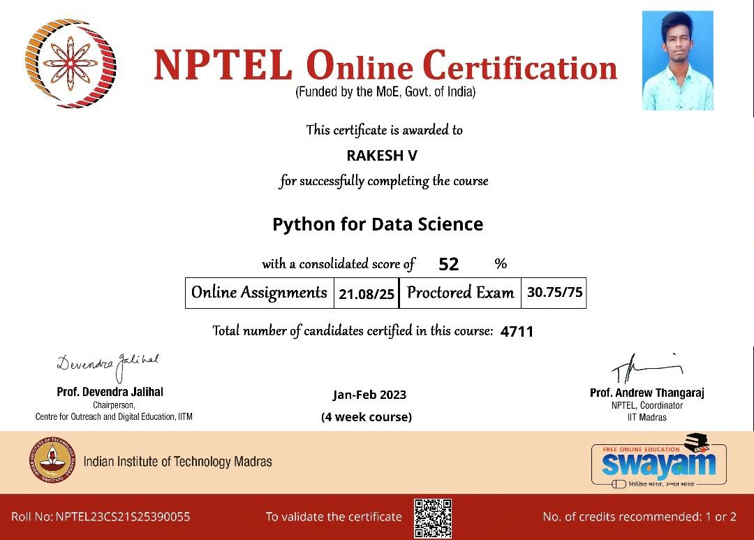 Rakesh V on LinkedIn: #nptel #python #pythonfordatascience Rakesh V on LinkedIn: #nptel #python #pythonfordatascience