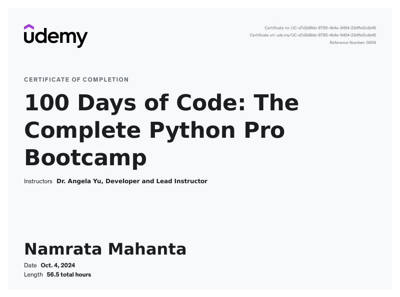 Namrata Mahanta on LinkedIn: #python #programming #udemy #techskills # ... Namrata Mahanta on LinkedIn: #python #programming #udemy #techskills # ...