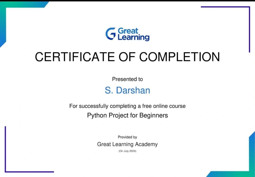 Darshan S on LinkedIn: #greatlearning #python Darshan S on LinkedIn: #greatlearning #python