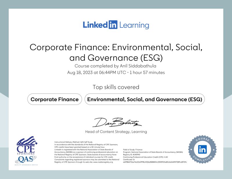 Anil Siddabathula on LinkedIn: Certificate of Completion Anil Siddabathula on LinkedIn: Certificate of Completion