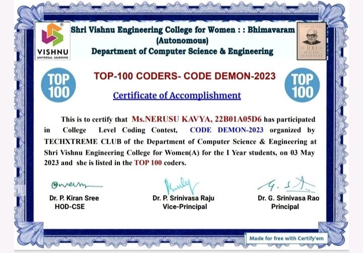 kavya nerusu on LinkedIn: #svecw kavya nerusu on LinkedIn: #svecw