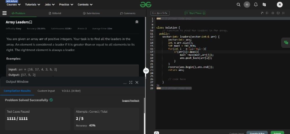#100daysofcodechallenge #coding #cplusplus #arrays #leaders ... #100daysofcodechallenge #coding #cplusplus #arrays #leaders ...
