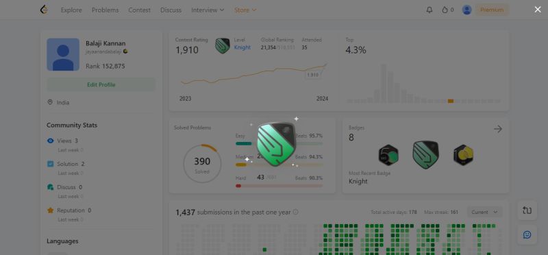 Balaji Kannan on LinkedIn: Finally reached the Knight badge on LeetCode ... Balaji Kannan on LinkedIn: Finally reached the Knight badge on LeetCode ...