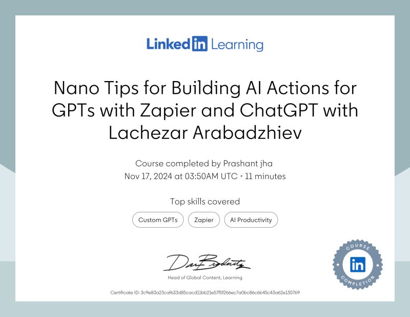 Prashant jha on LinkedIn: Certificate of Completion Prashant jha on LinkedIn: Certificate of Completion