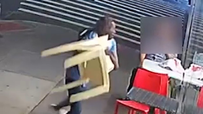 Stranger throws chair at man sitting outside Hell's Kitchen pizzeria in ... Stranger throws chair at man sitting outside Hell's Kitchen pizzeria in ...