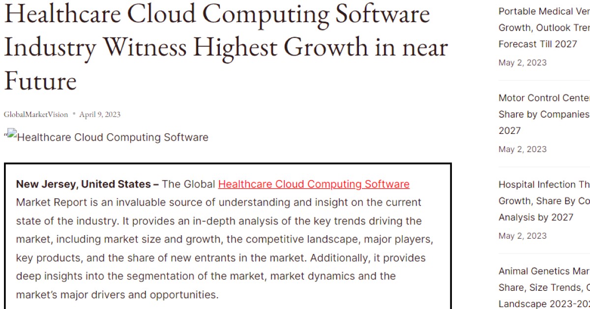 David Bembry on LinkedIn: Healthcare Cloud Computing Software Industry ... David Bembry on LinkedIn: Healthcare Cloud Computing Software Industry ...