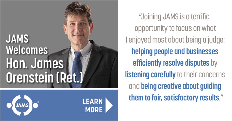 Hon. James Orenstein (Ret.) Joins JAMS in New York | JAMS Hon. James Orenstein (Ret.) Joins JAMS in New York | JAMS