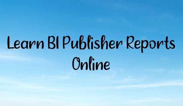 Sricharan Monigari on LinkedIn: Learn BI Publisher Reports Online Sricharan Monigari on LinkedIn: Learn BI Publisher Reports Online