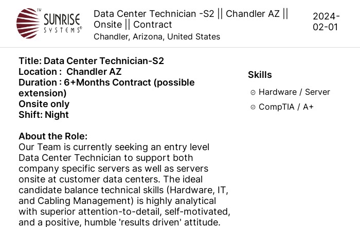 Megha Suvarna on LinkedIn: #datacentertechnician #chandler #chandler Megha Suvarna on LinkedIn: #datacentertechnician #chandler #chandler