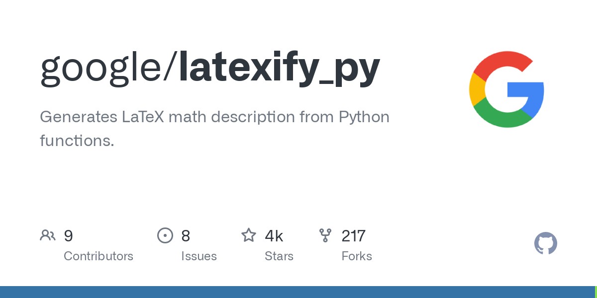 Mike Tamir, PhD on LinkedIn: GitHub - google/latexify_py: A library to ... Mike Tamir, PhD on LinkedIn: GitHub - google/latexify_py: A library to ...